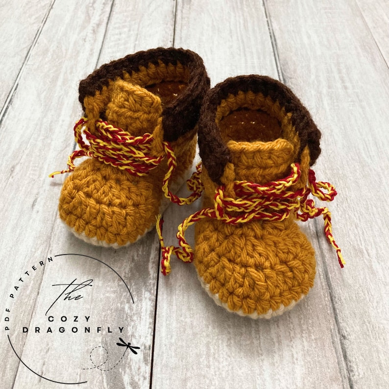 CROCHET PATTERN Baby Work Boots, Pattern Sizes 0-9 Months, Baby Shower ...