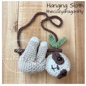 CROCHET PATTERN Hanging Sloth, Crochet Mini Sloth Pattern, Crochet Car ...