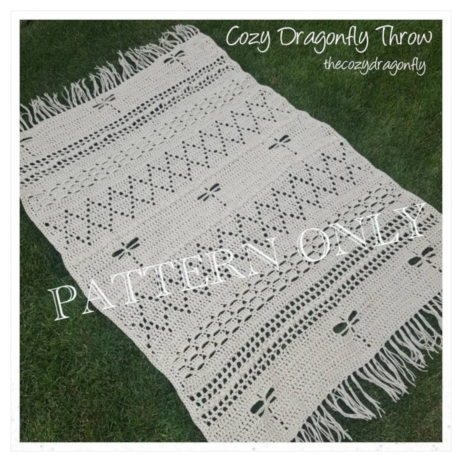 CROCHET PATTERN the Cozy Dragonfly Throw, Dragonfly Blanket, Crochet ...