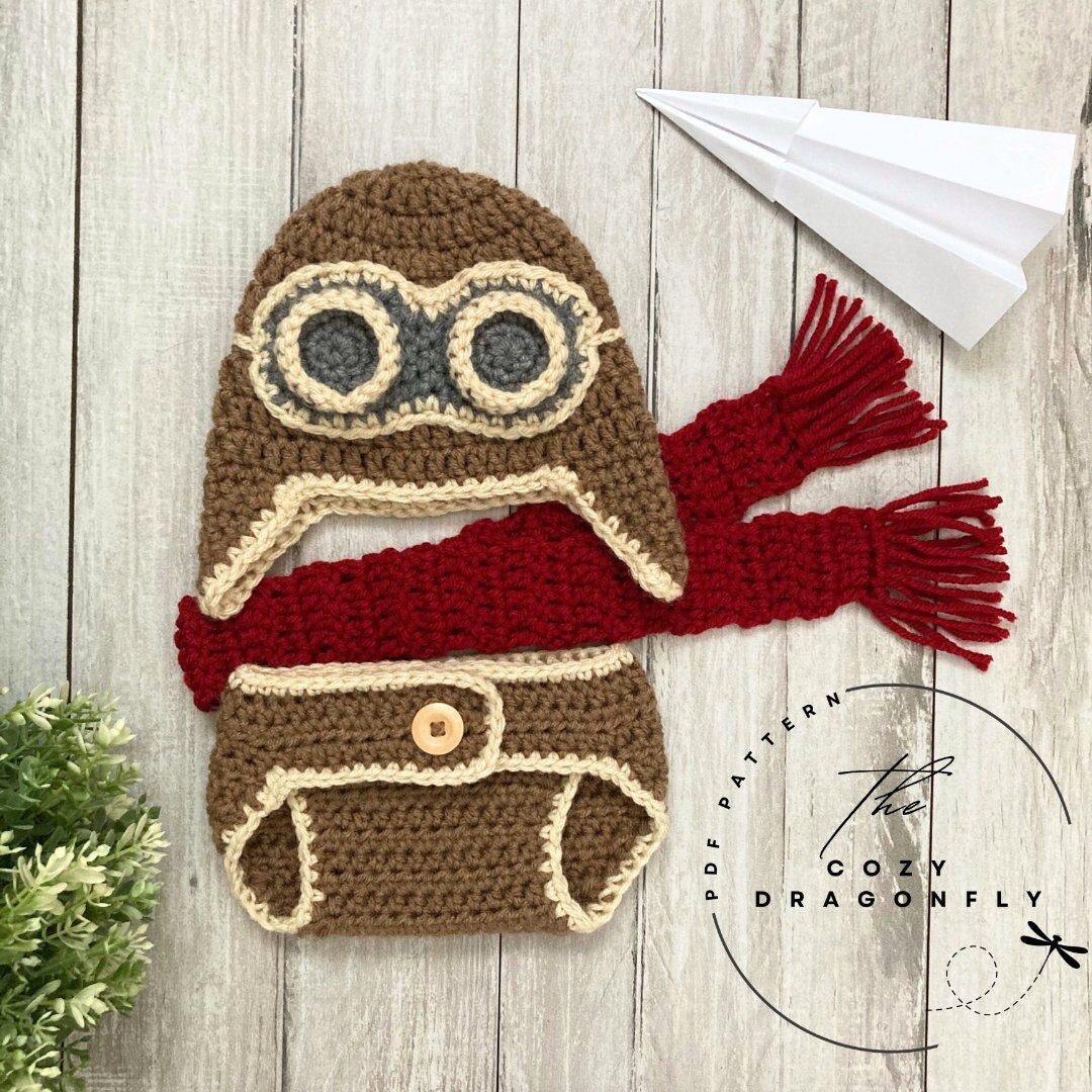 CROCHET PATTERN Baby Aviator Outfit, Crochet Baby Pilot, Pattern 0-12 ...