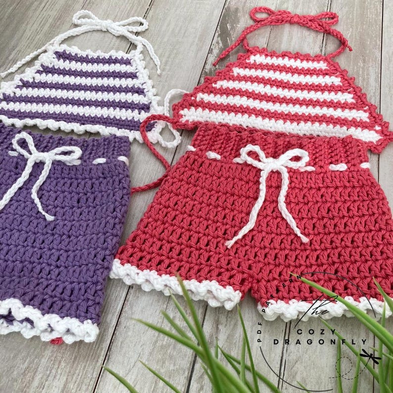 CROCHET PATTERN Baby Summer Set, Baby Swimsuit, Halter Top, Baby Shorts ...