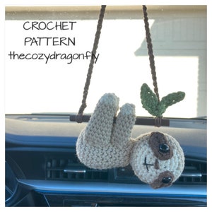CROCHET PATTERN Hanging Sloth, Crochet Mini Sloth Pattern, Crochet Car ...