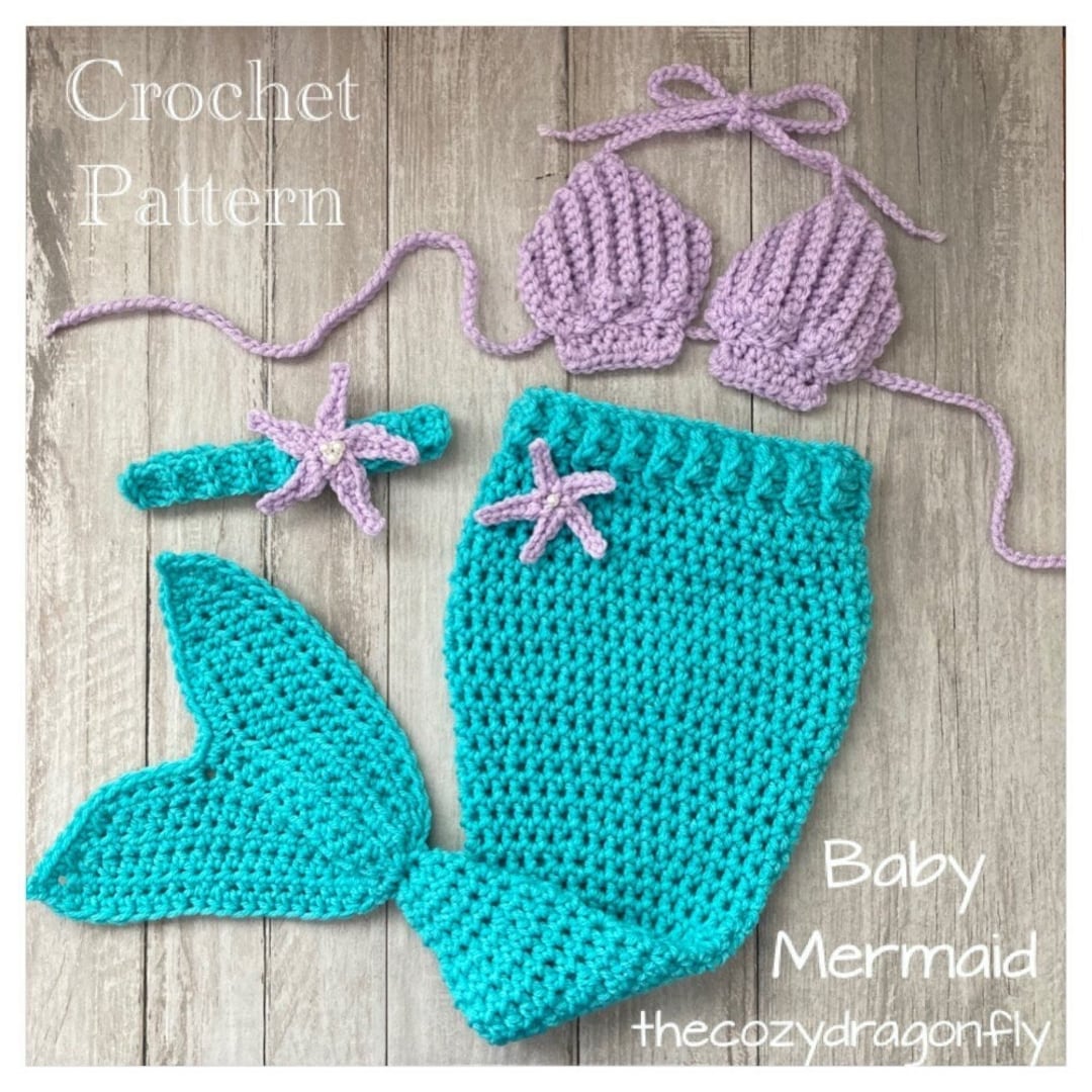 CROCHET PATTERN / Baby Mermaid Outfit / Crochet Mermaid Tail / - Etsy