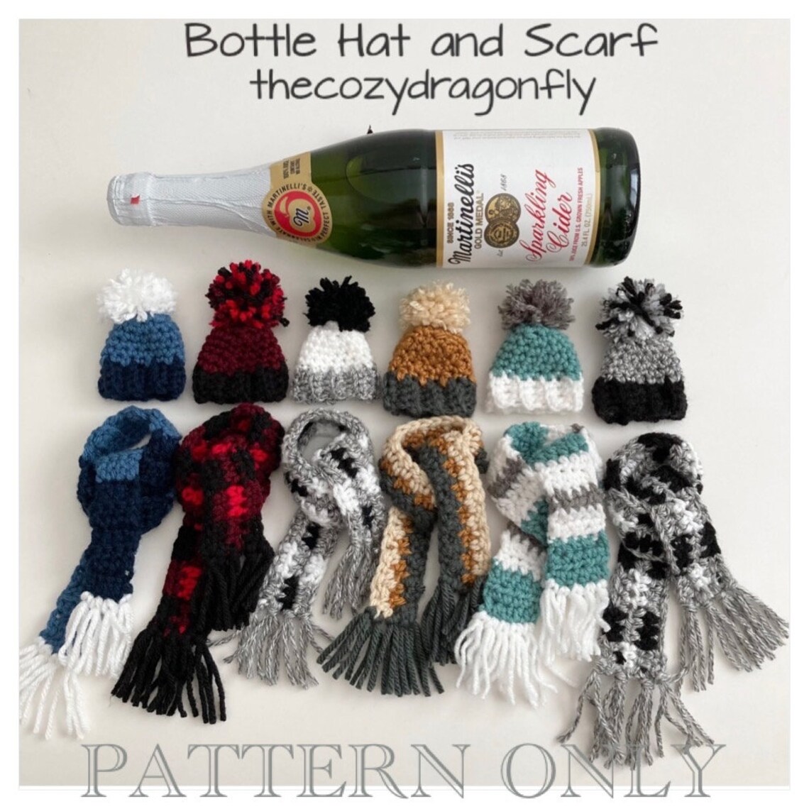 CROCHET PATTERN / Bottle Hat and Scarf / Crochet Mini Ornament - Etsy