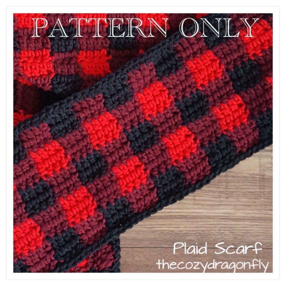 CROCHET PATTERN / Plaid Scarf / Crochet Scarf Pattern / - Etsy