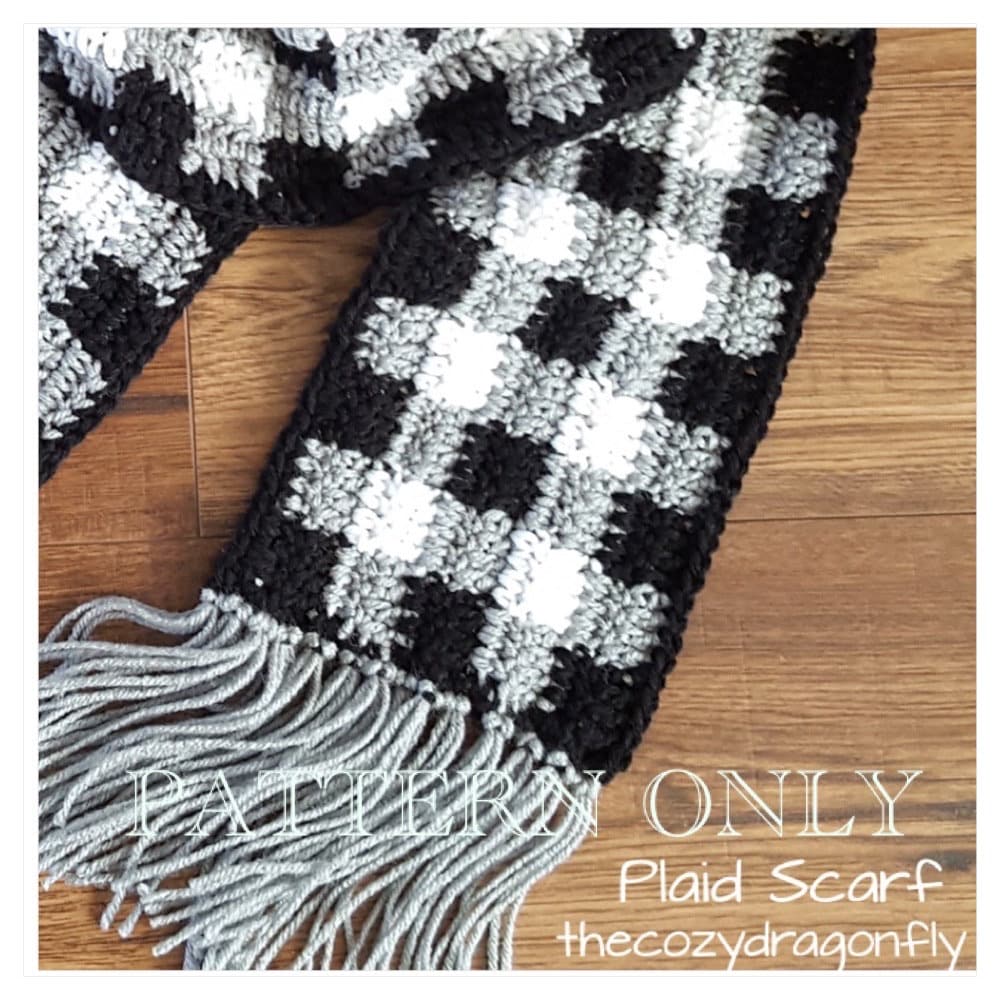 CROCHET PATTERN / Plaid Scarf / Crochet Scarf Pattern / - Etsy