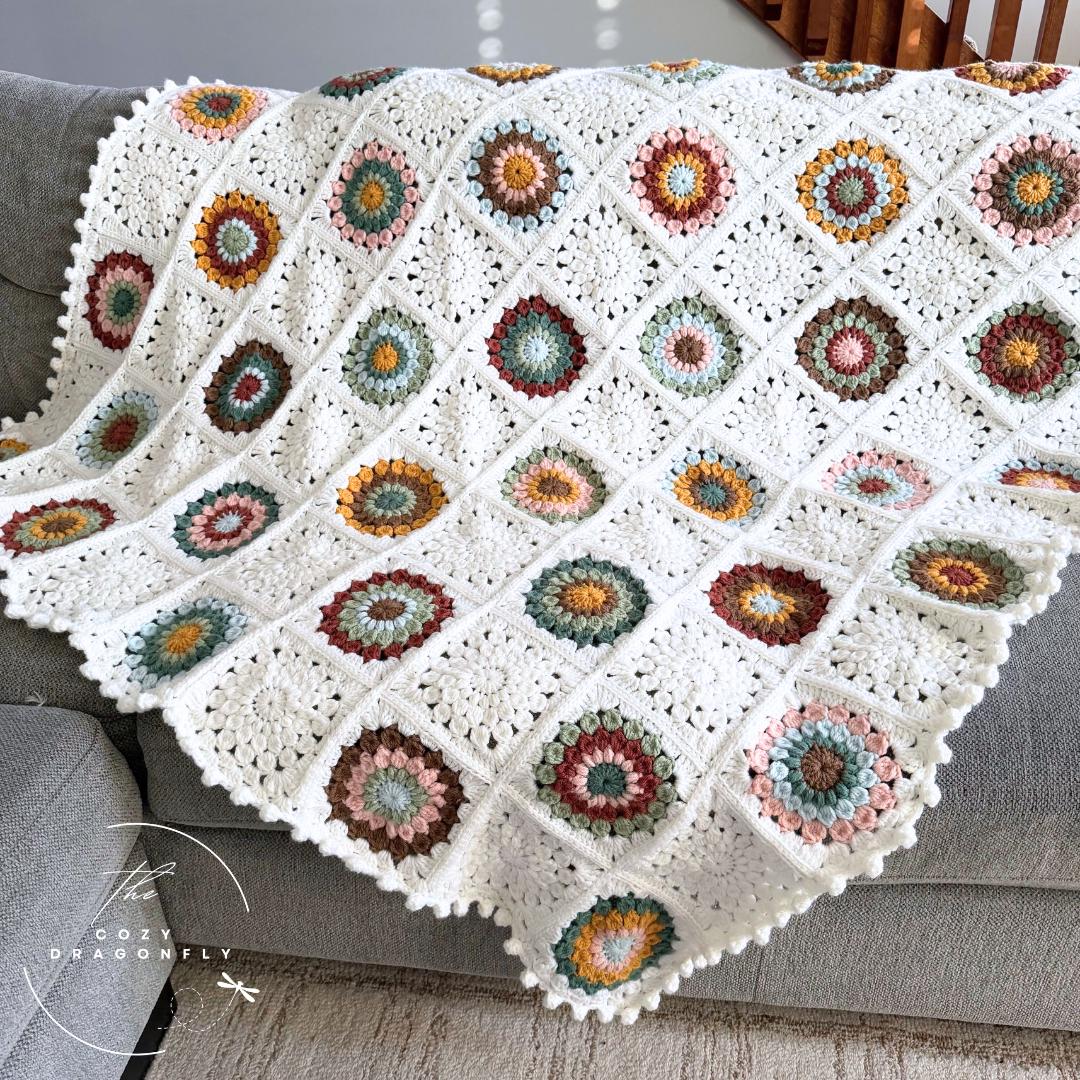 CROCHET PATTERN Sunburst Granny Scrapghan, Sunburst Square, Blanket ...