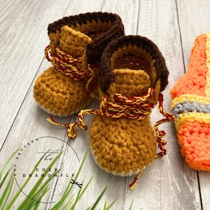 CROCHET PATTERN Baby Construction Outfit, Baby Work Boots, Pattern 0-9 ...
