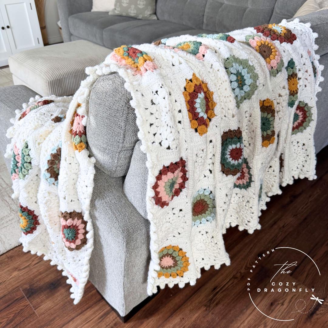 CROCHET PATTERN Sunburst Granny Scrapghan, Sunburst Square, Blanket ...
