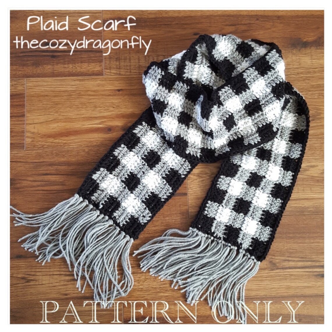 CROCHET PATTERN / Plaid Scarf / Crochet Scarf Pattern / - Etsy