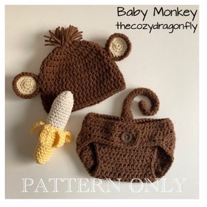 CROCHET PATTERN / Baby Monkey Outfit / Pattern Size 0-12 - Etsy