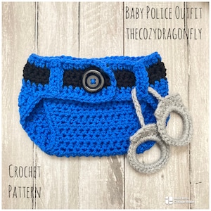 CROCHET PATTERN Baby Police Outfit, 0-12 Months, Photo Prop, Baby Diaper Cover, Baby Cop, Police ...