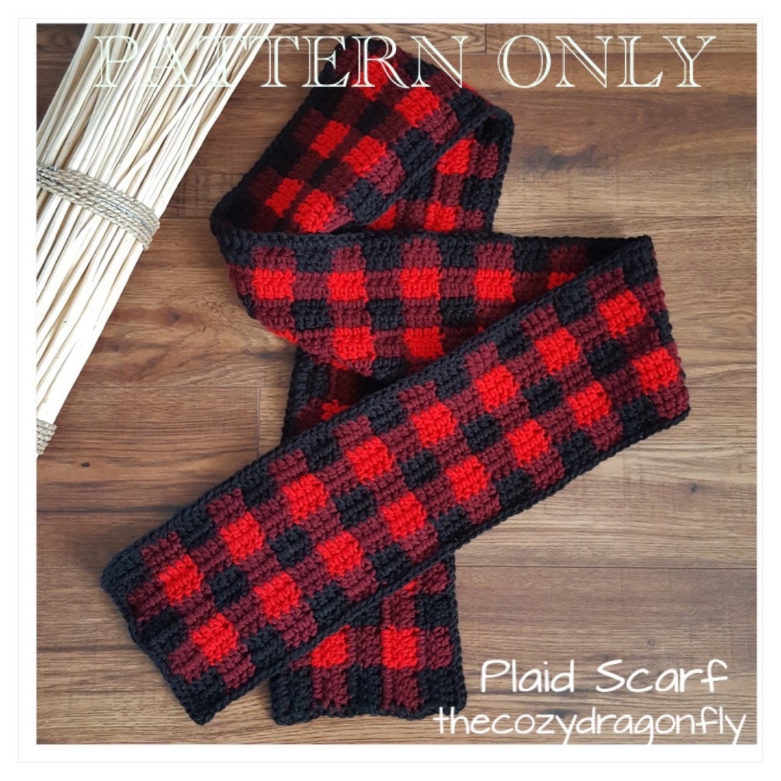 CROCHET PATTERN / Plaid Scarf / Crochet Scarf Pattern / - Etsy