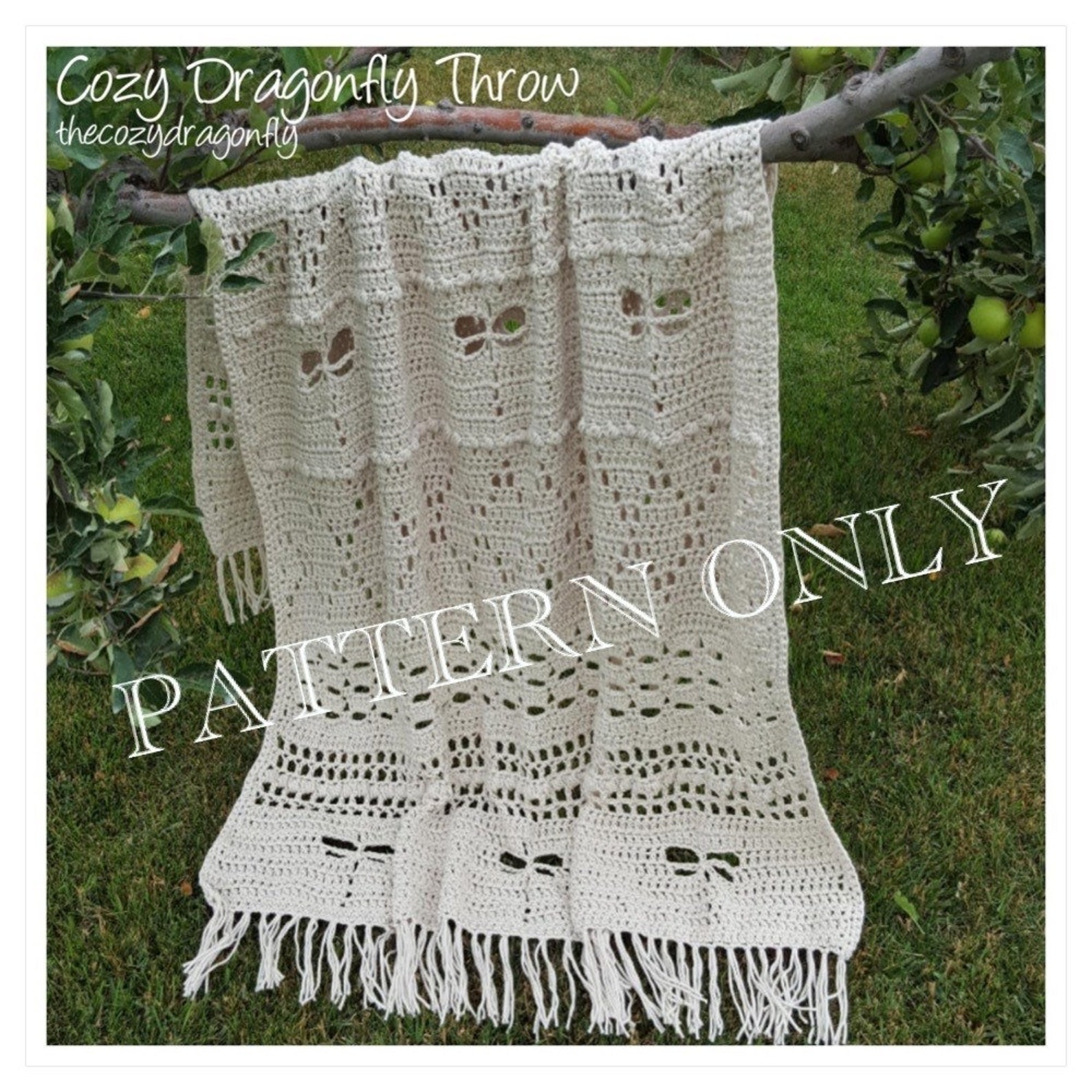 CROCHET PATTERN the Cozy Dragonfly Throw, Dragonfly Blanket, Crochet ...