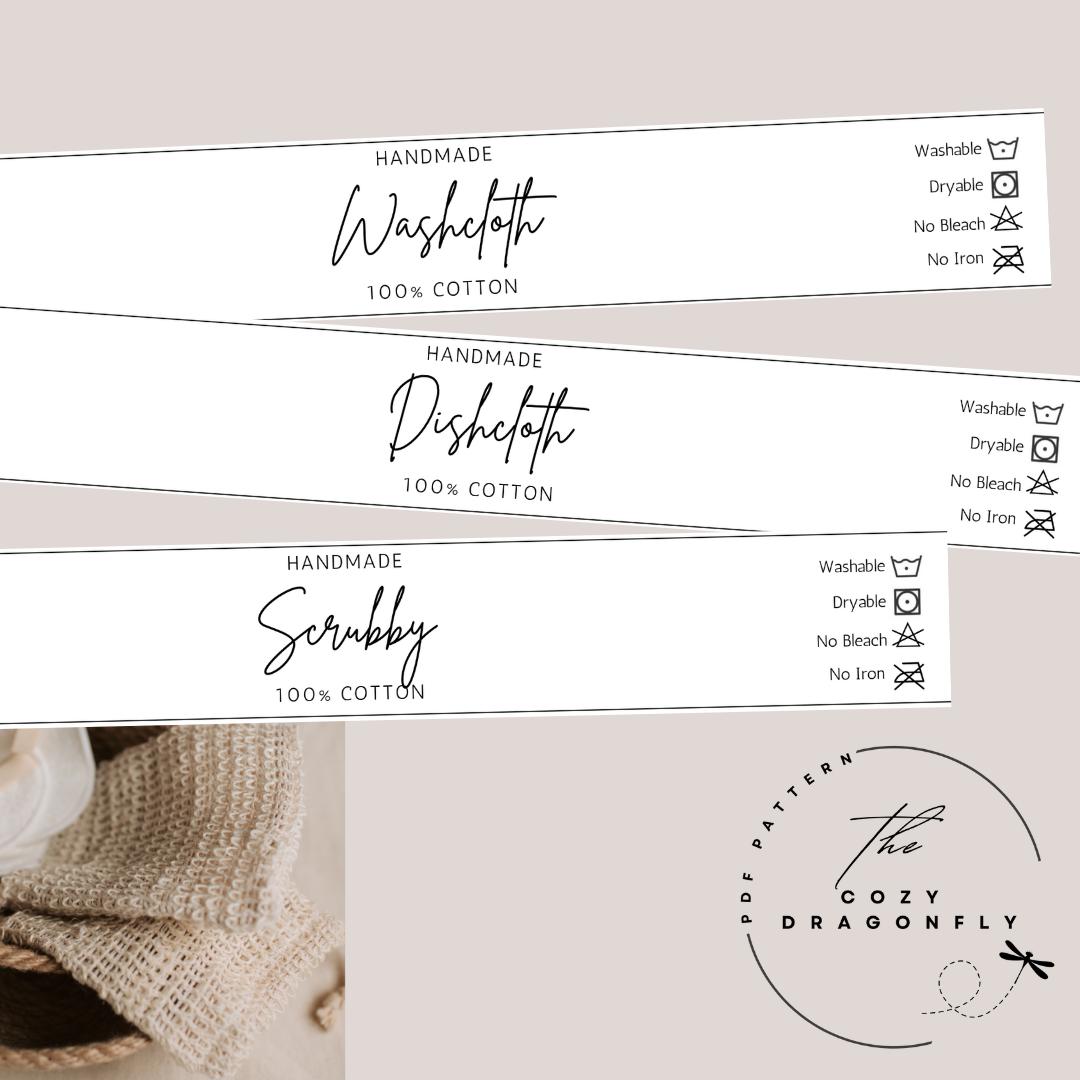 Printable Dishcloth Label, Washcloth Label, Handmade Crochet Tag, Knit ...