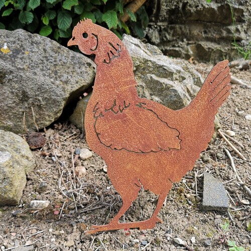 Rusty Metal Chicken Garden Ornaments Art Rooster Hen - Etsy