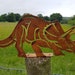 Rusty Metal T-rex Dinosaur Fence Post Topper Garden Ornaments Art ...