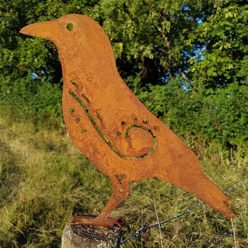 Rusty Metal Cawing Crow Fence Post Topper / Raven / Bird Art / - Etsy