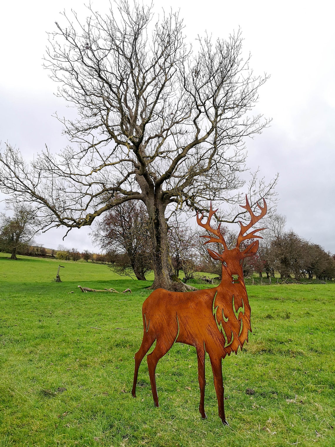 Large Rusty Metal Stag Deer / Red Deer / Deer Garden Decor / Metal ...