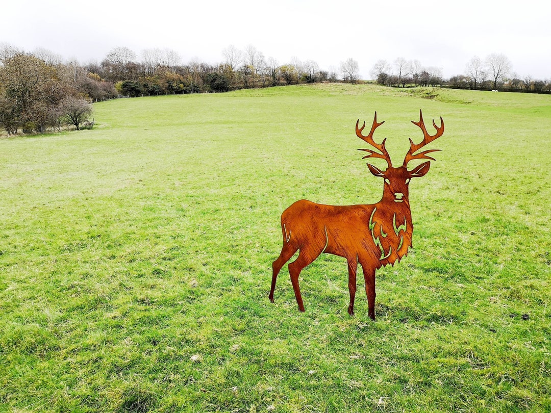 Large Rusty Metal Stag Deer / Red Deer / Deer Garden Decor / Metal ...