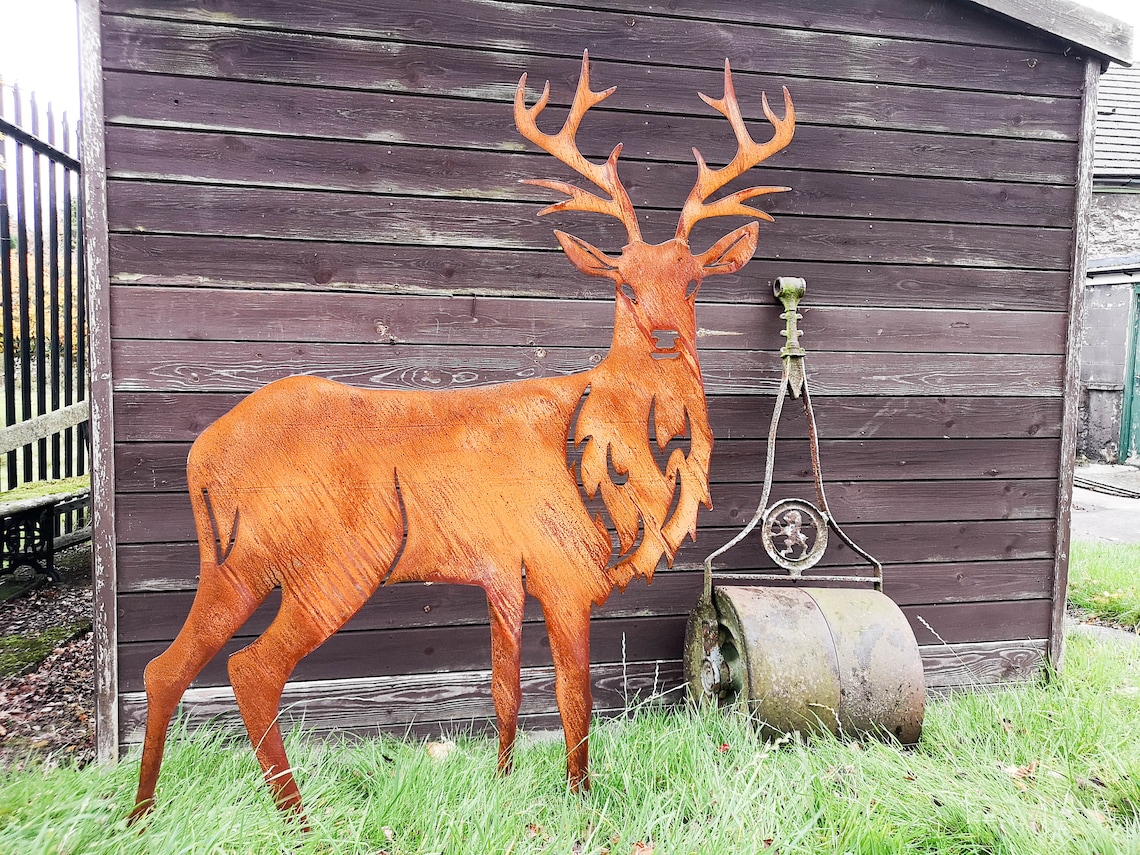 Large Rusty Metal Stag Deer / Red Deer / Deer Garden Decor / Metal ...