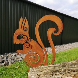 Rusty Metal Sitting Squirrel With Pagan Swirls / Pagan Gift / Squirrel ...