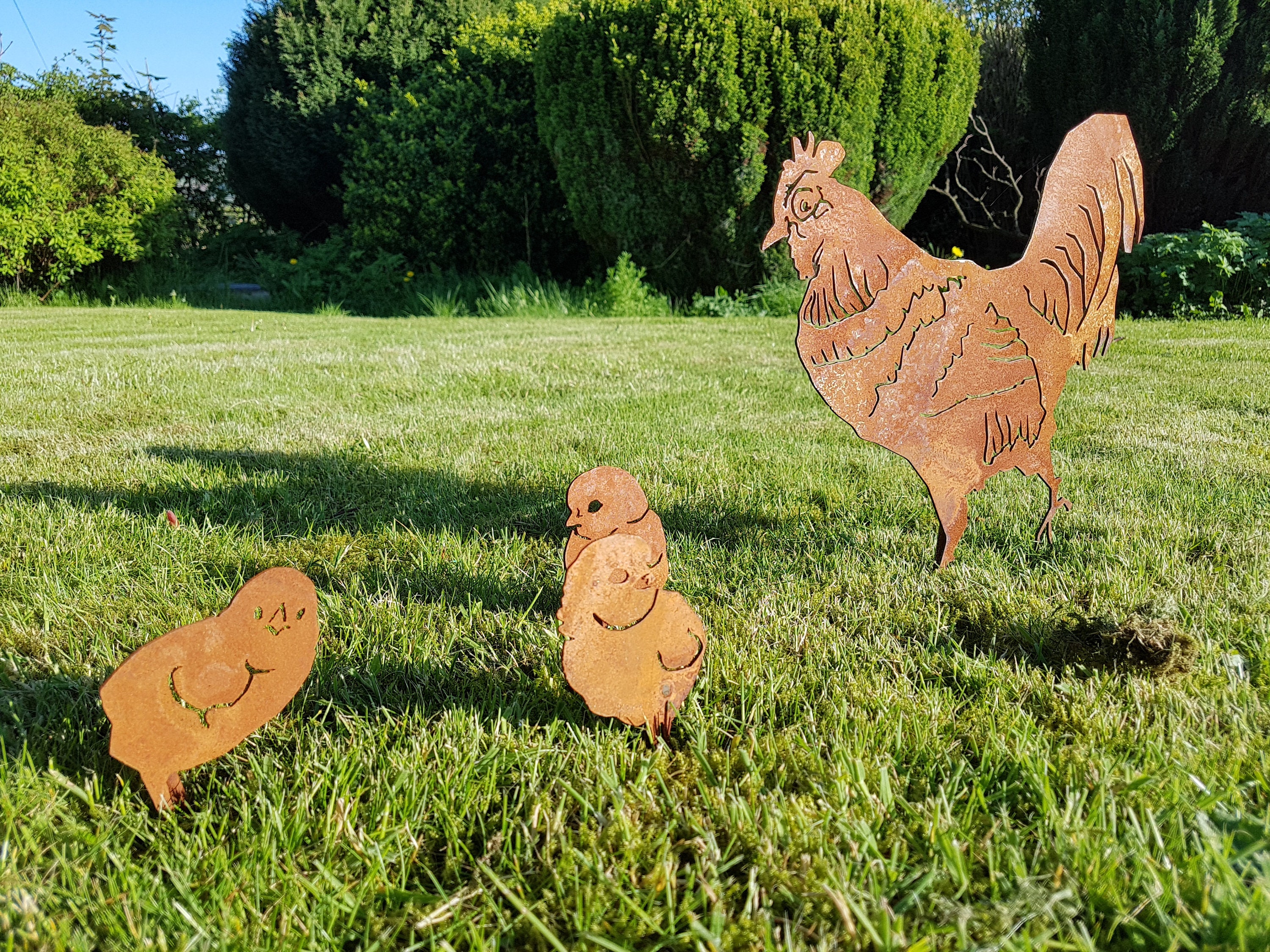 Rusty Metal Family of Chickens Garden Ornaments Art - Etsy
