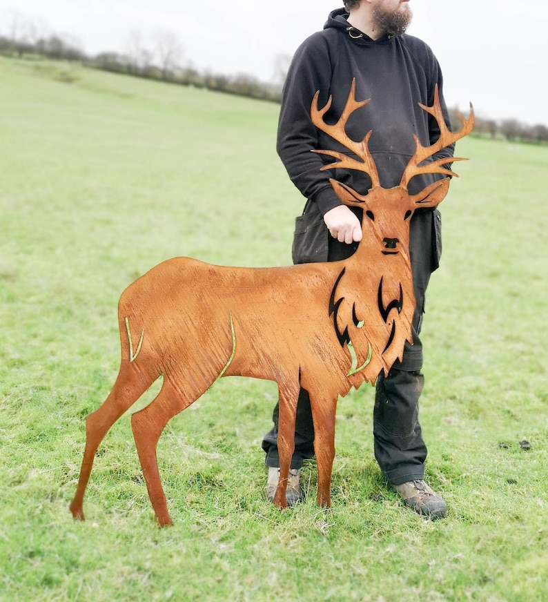 Large Rusty Metal Stag Deer / Red Deer / Deer Garden Decor / Metal ...