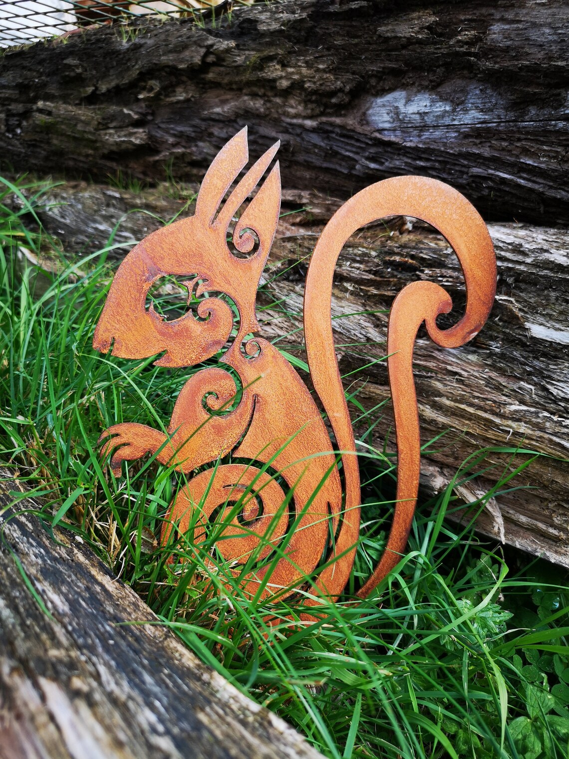 Rusty Metal Sitting Squirrel With Pagan Swirls / Pagan Gift / | Etsy UK