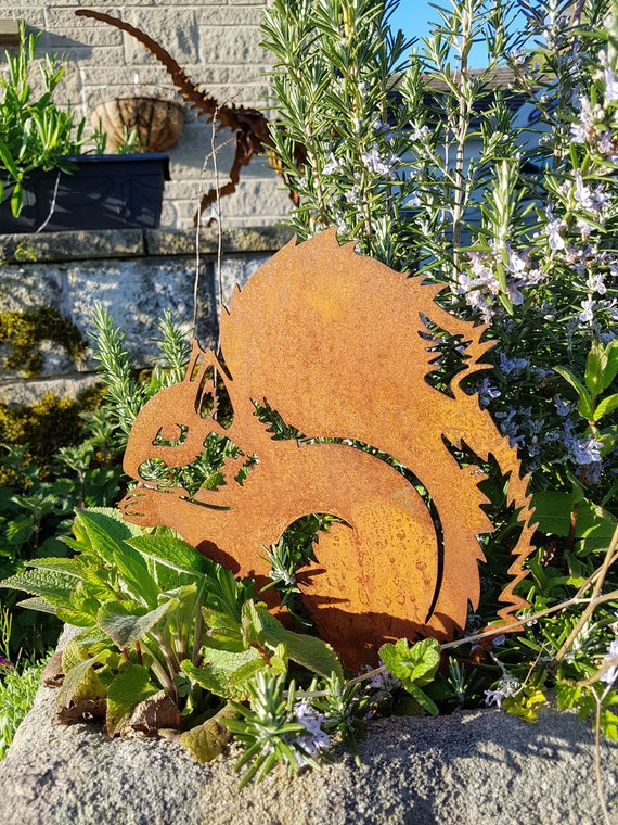 Rusty Metal Sitting Squirrel Garden Ornaments Art | Etsy