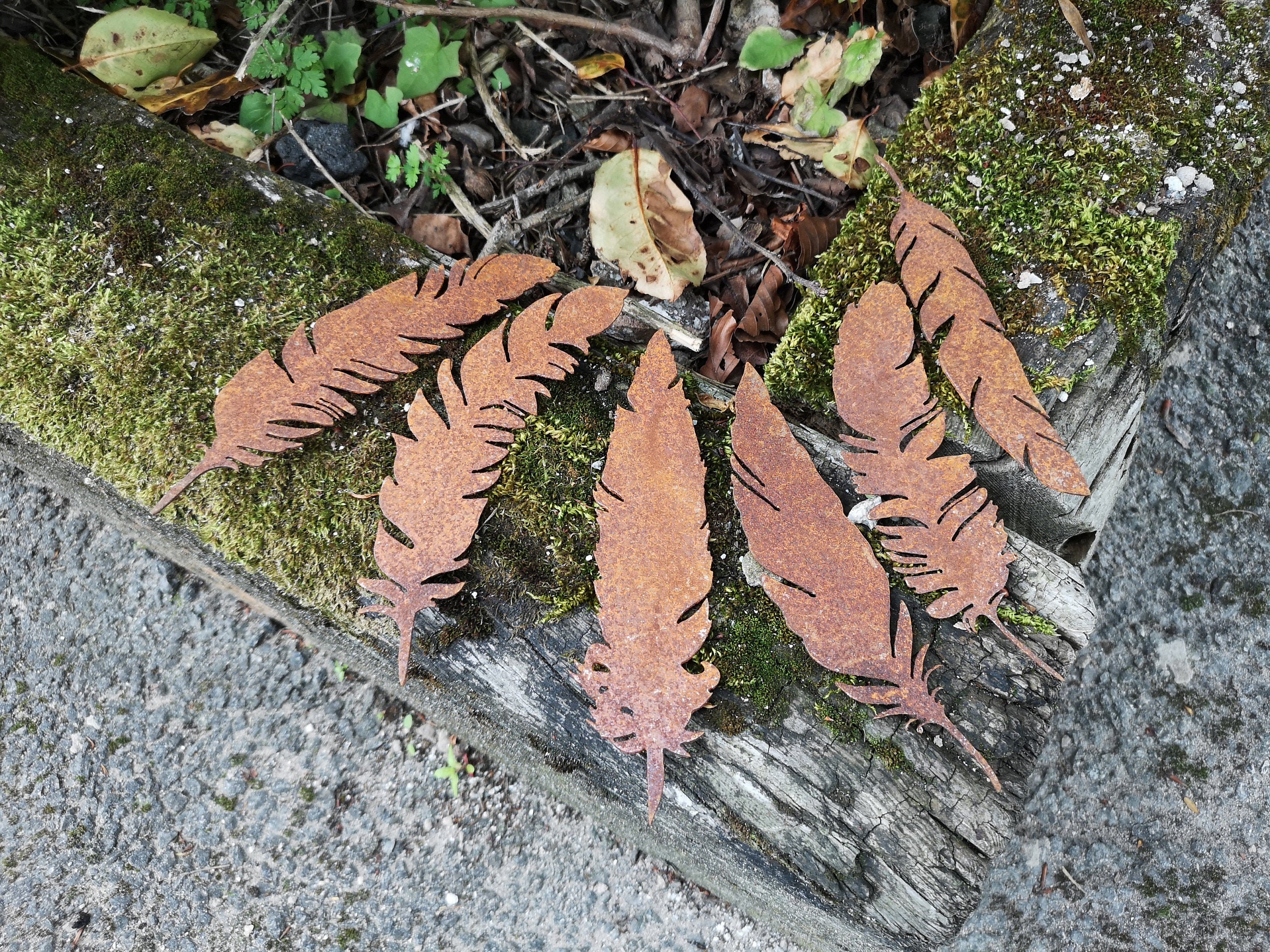 Pack of 6 Rusty Metal Feathers / Rustic Decor / Feather Decor / Metal ...