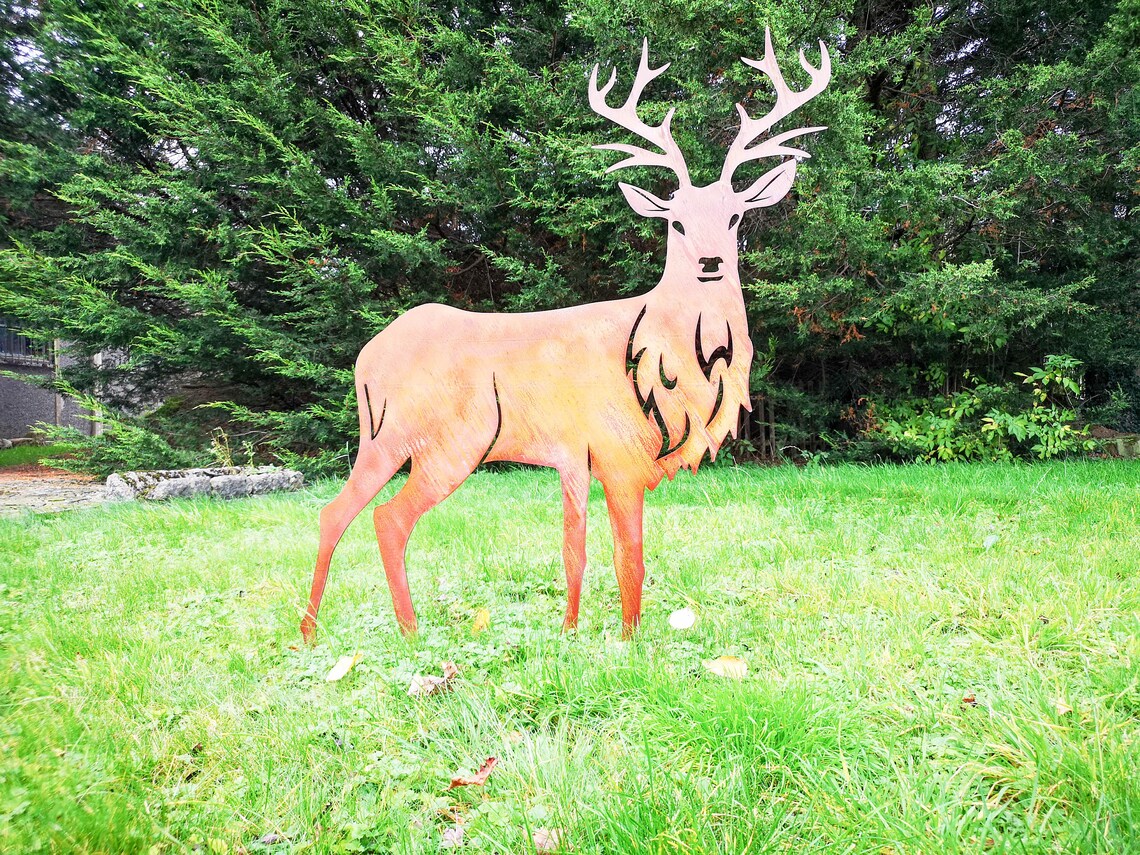 Large Rusty Metal Stag Deer / Red Deer / Deer Garden Decor / - Etsy