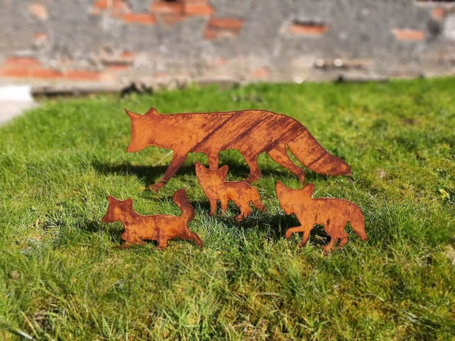 Rusty Metal Family of Foxes Garden Ornaments Art Fox - Etsy