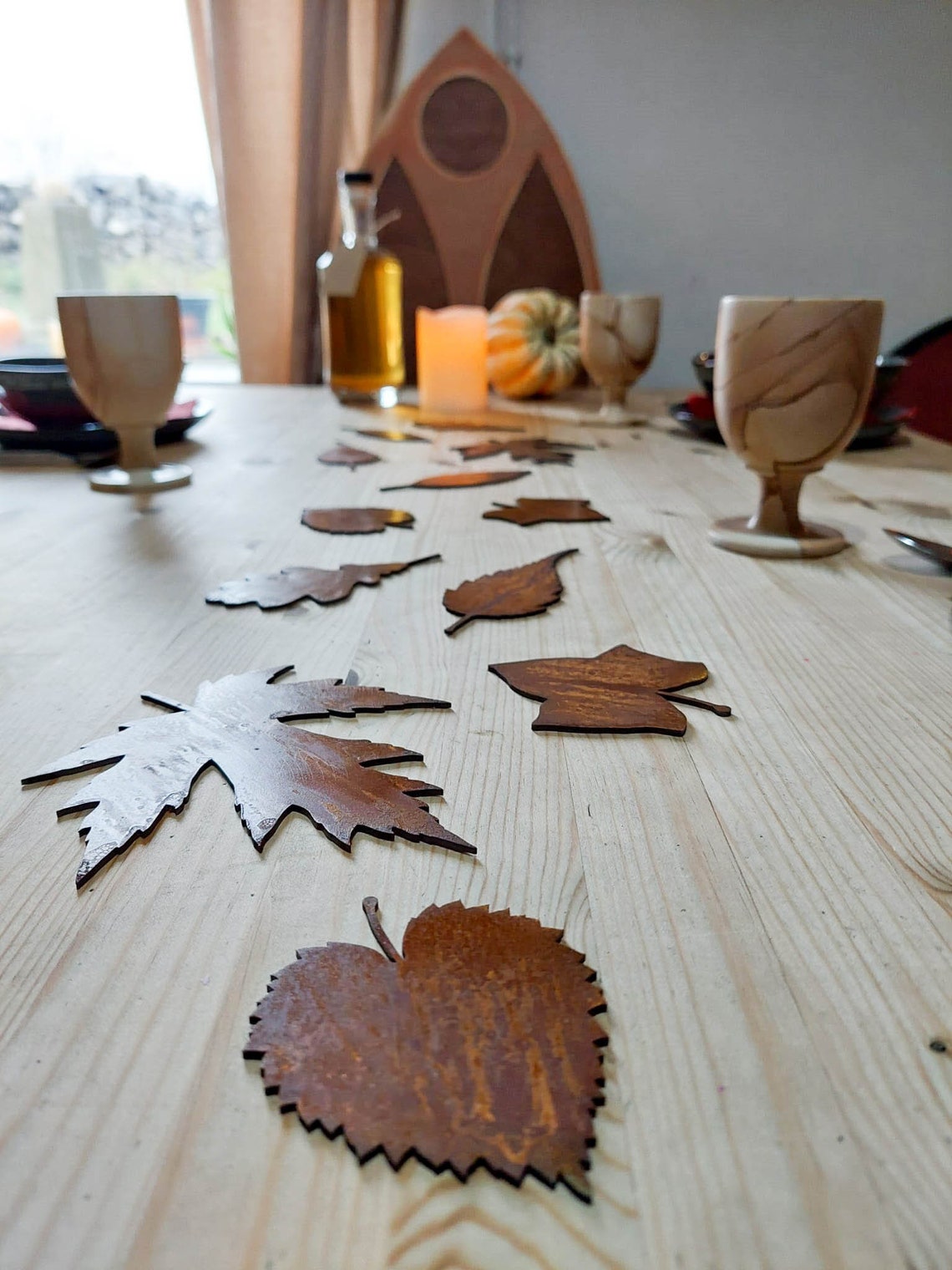 Pack of 6 Metal Leaves / Table Decor / Metal Windchime / - Etsy