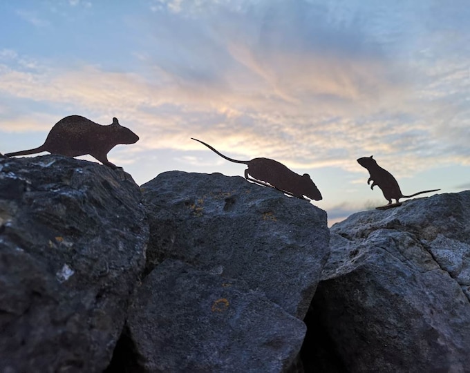 Cast Iron Metal Set/3 Mice Mouse Rodent Figurine Statue Home Garden ...