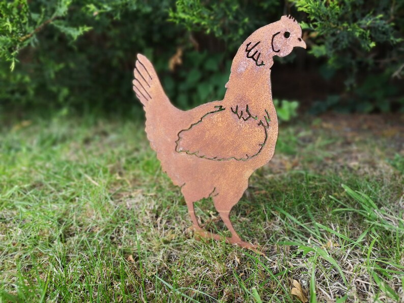Rusty Metal Hen Rusty Chicken Garden Ornaments Art - Etsy UK