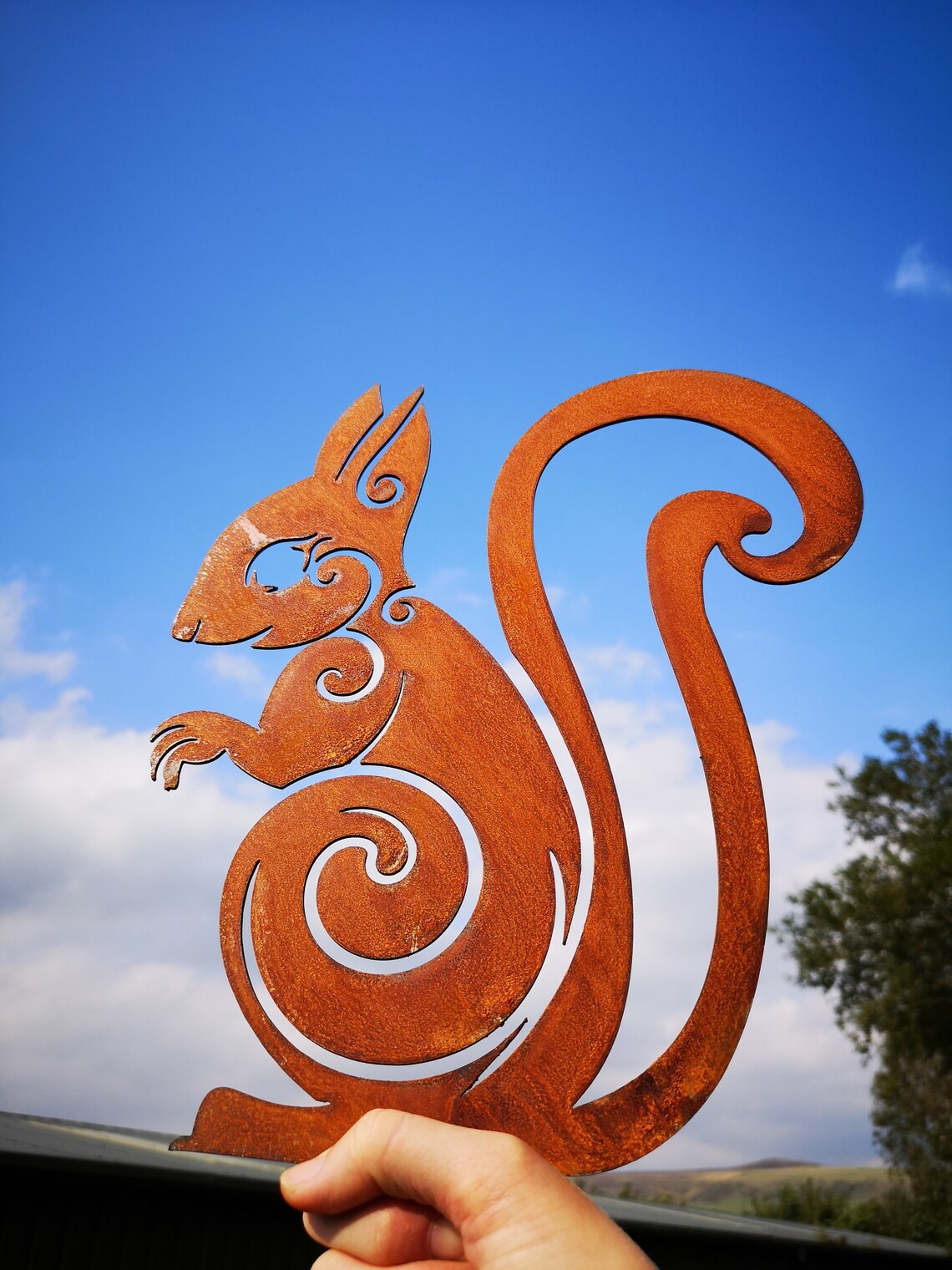 Rusty Metal Sitting Squirrel With Pagan Swirls / Pagan Gift / | Etsy UK