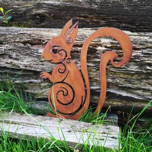 Rusty Metal Sitting Squirrel With Pagan Swirls / Pagan Gift / Squirrel ...