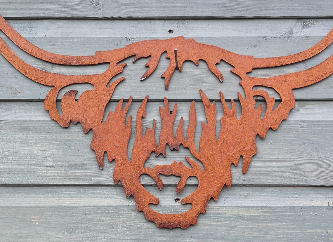 LARGE Rusty Metal Highland Cow Wall Art Scottish Cow - Etsy