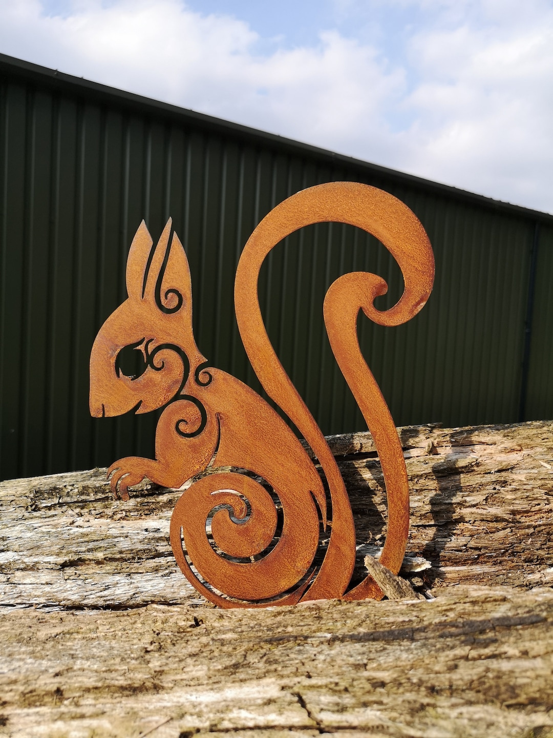 Rusty Metal Sitting Squirrel With Pagan Swirls / Pagan Gift / Squirrel ...