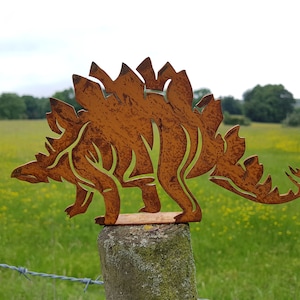 Rusty Metal T-rex Dinosaur Fence Post Topper - Garden Ornaments - Art ...