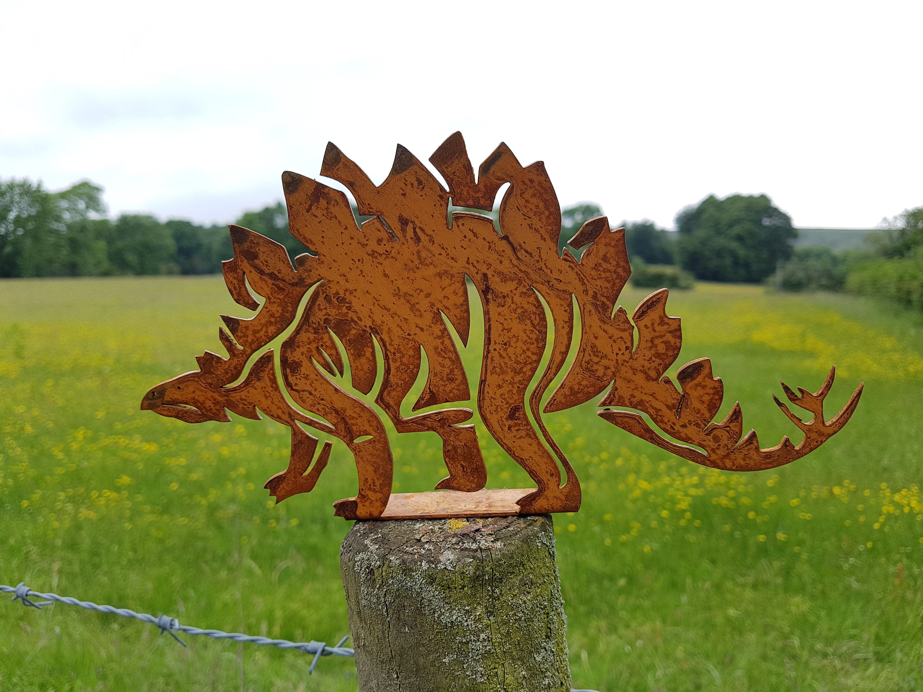 Rusty Metal T-rex Dinosaur Fence Post Topper Garden | Etsy