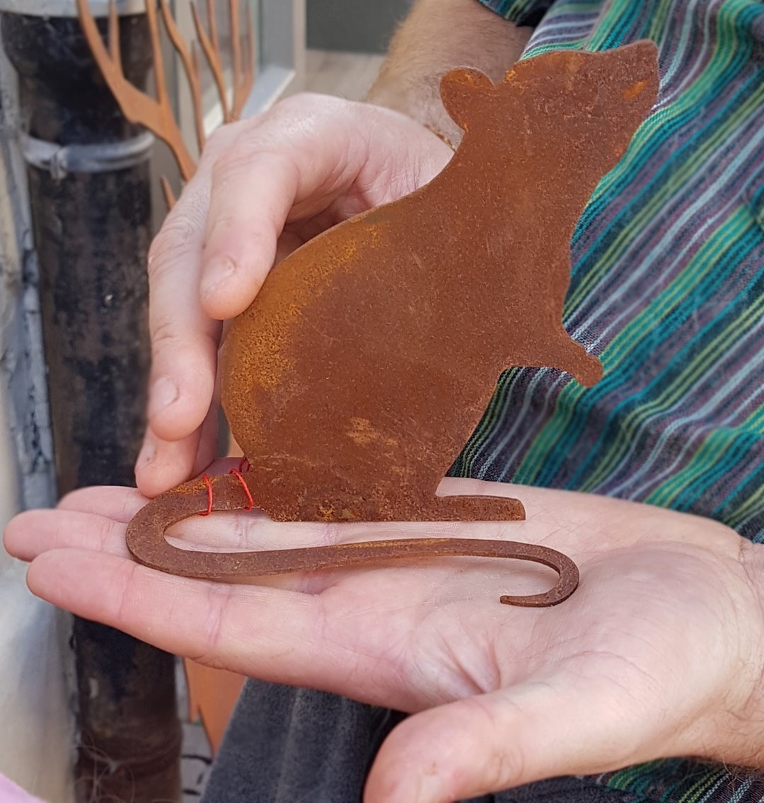 Rusty Metal Rat - Garden Ornaments - Art - Rat Gift - Steel Rat - Rusty ...