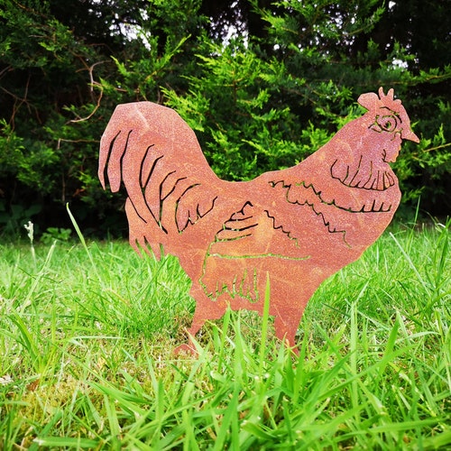 Rusty Metal Cockerel Rusty Rooster Rusty Chicken Garden - Etsy UK
