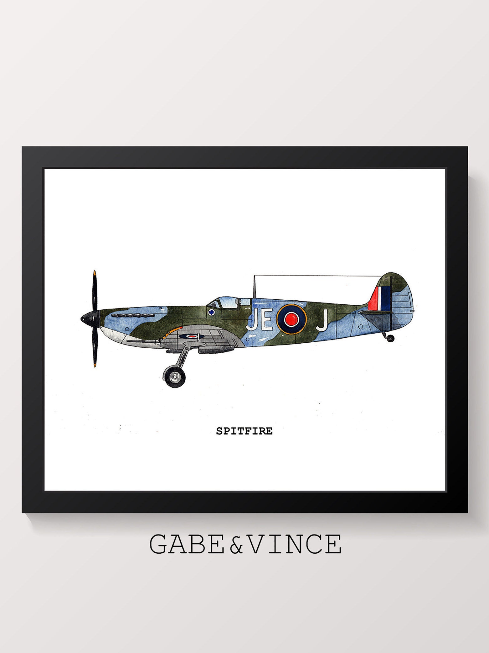 Airplane Printable Submarine Spitfire Vintage Watercolor | Etsy