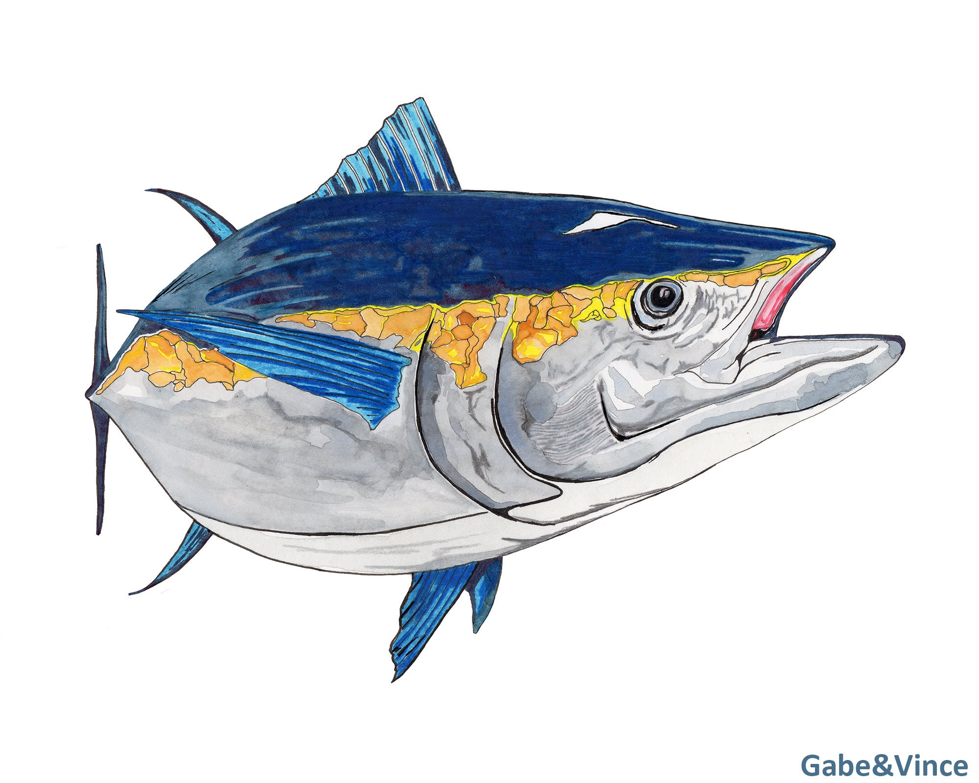 Bluefin Tuna Print Coastal Wall Art Boys Girls Room Wall | Etsy