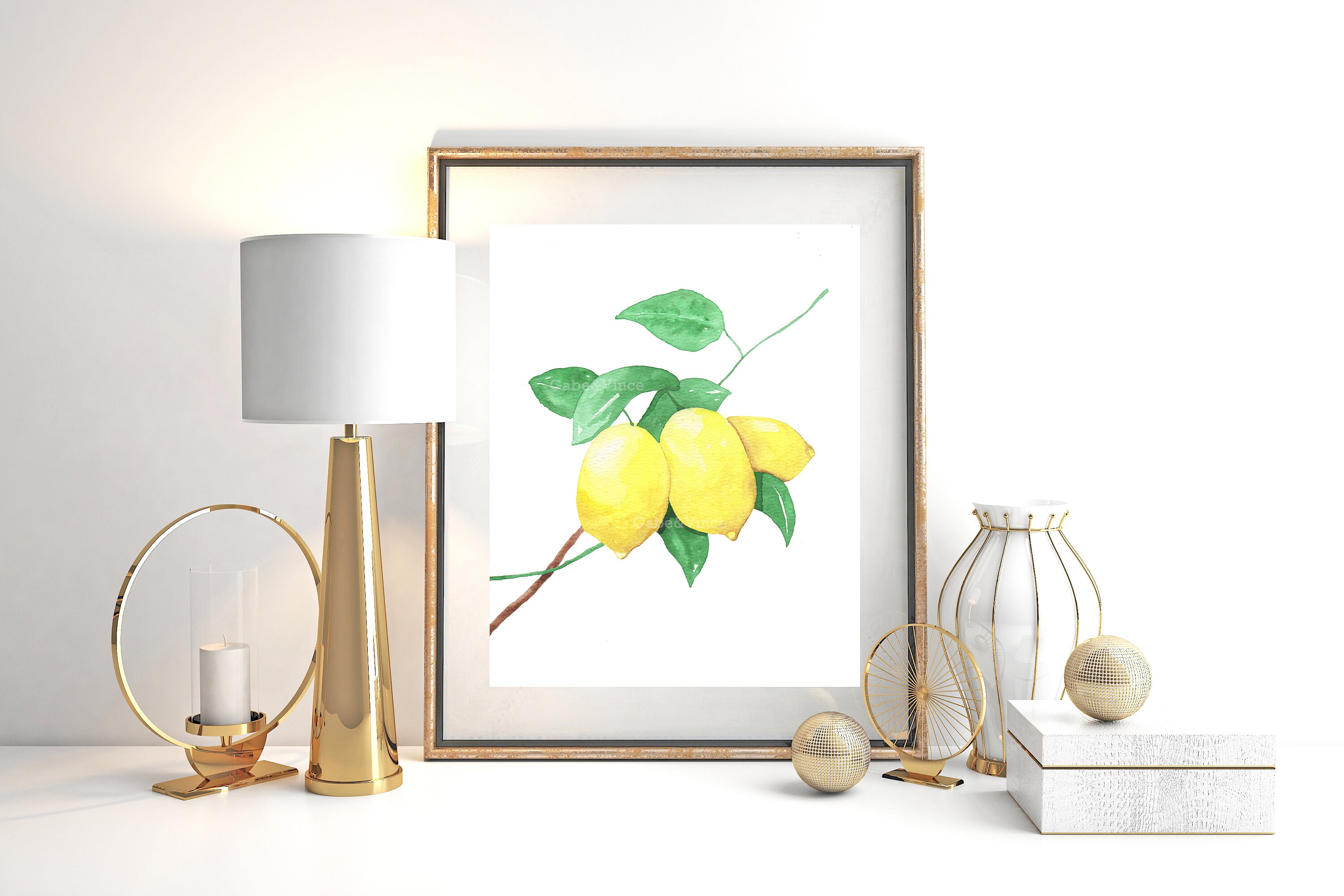 Lemon Print, Lemons Watercolor Printable, Kitchen Wall Art, Kitchen ...