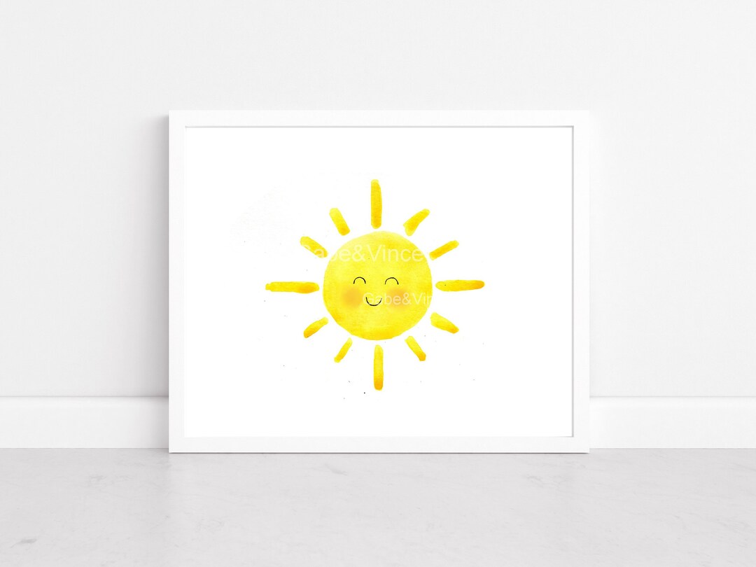 Printable Smiling Sun Nursery Decor, Colorful Sun Print, Colorful Kids ...