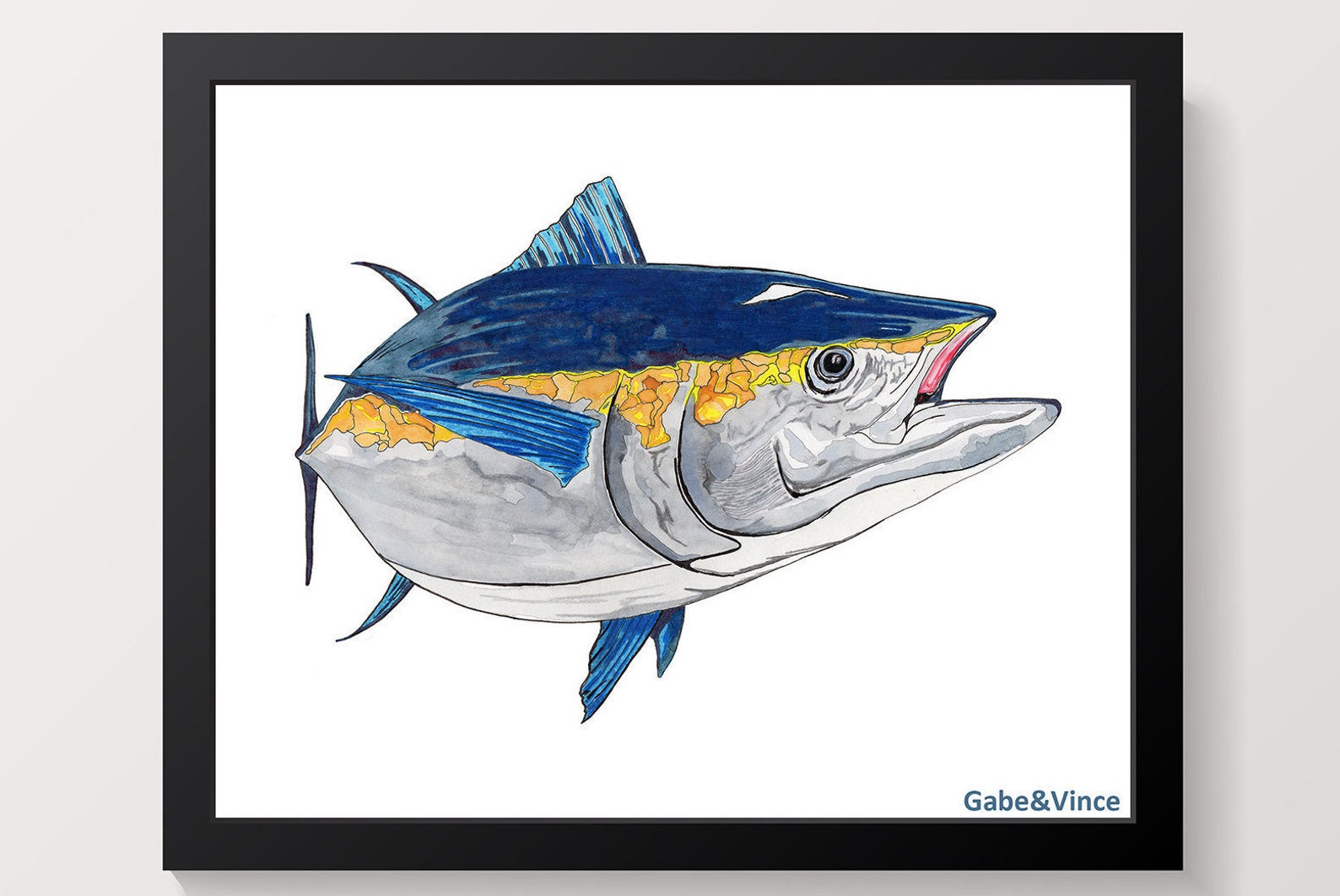 Bluefin Tuna Print Coastal Wall Art Boys Girls Room Wall - Etsy