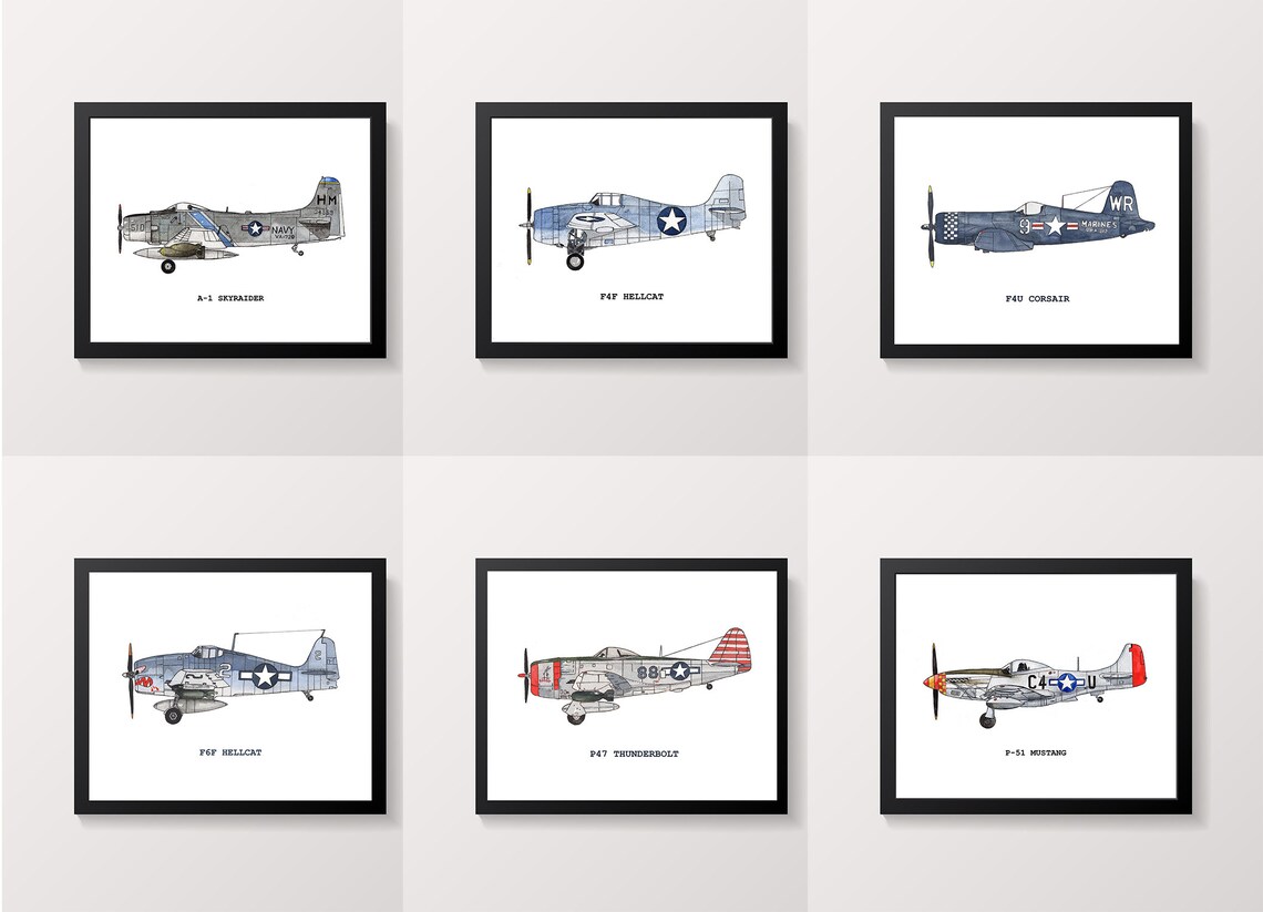 Airplane Print Airplane Prints Set of 6 Vintage Airplane - Etsy